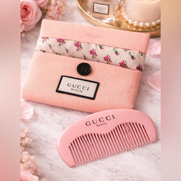 Gucci | Accessories | Gucci Beauty Pink Floral Hair Comb And Pouch ...